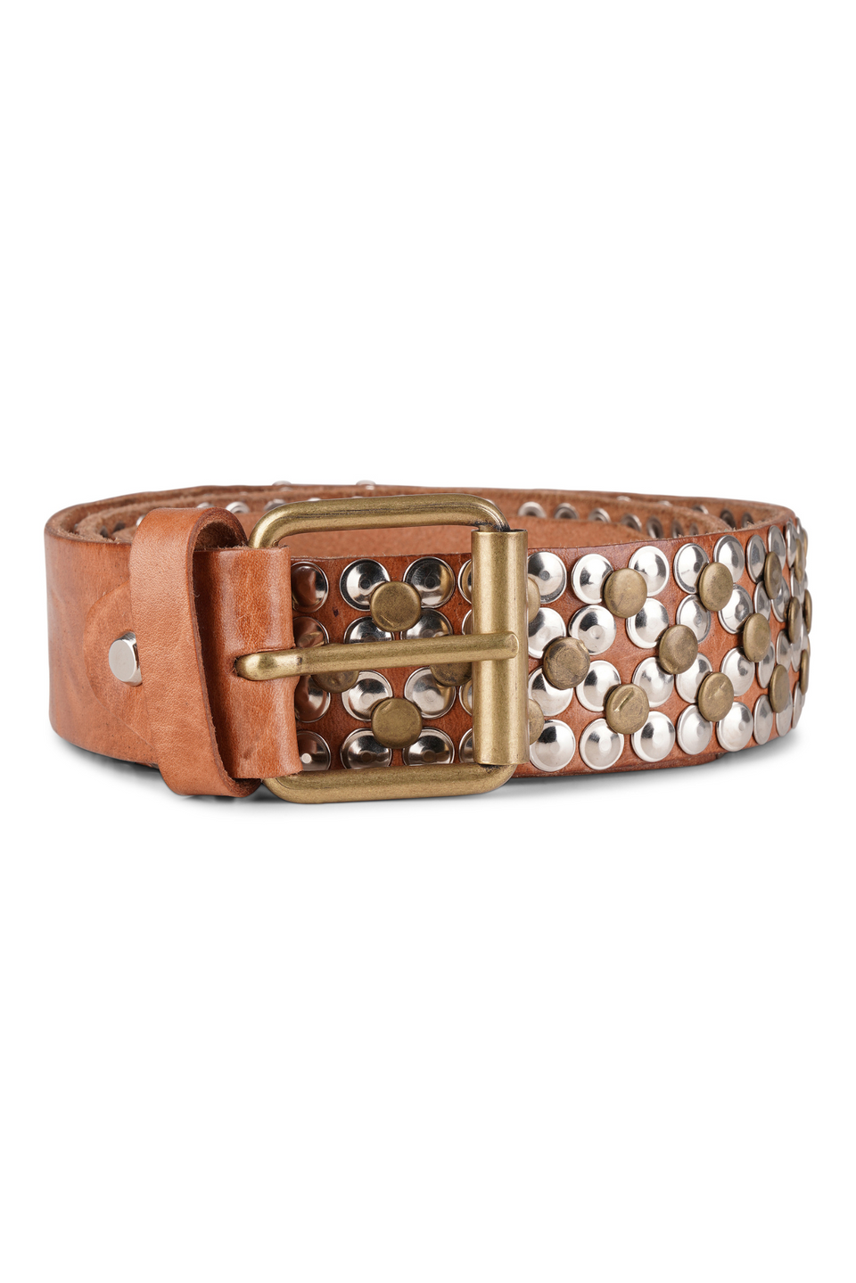 Leather Studded Belt - Tan – realartisticpeople
